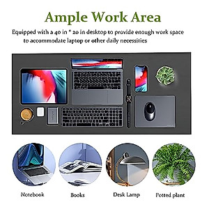 PayLessHere 39 inch Home Office Gaming Modren Simple Style PC Wood and Metal Desk Workstation for Small Space，Black