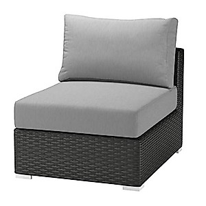 Modway EEI-1854-CHC-GRY Sojourn Wicker Rattan Outdoor Patio Sunbrella Fabric Armless Chair in Canvas Gray