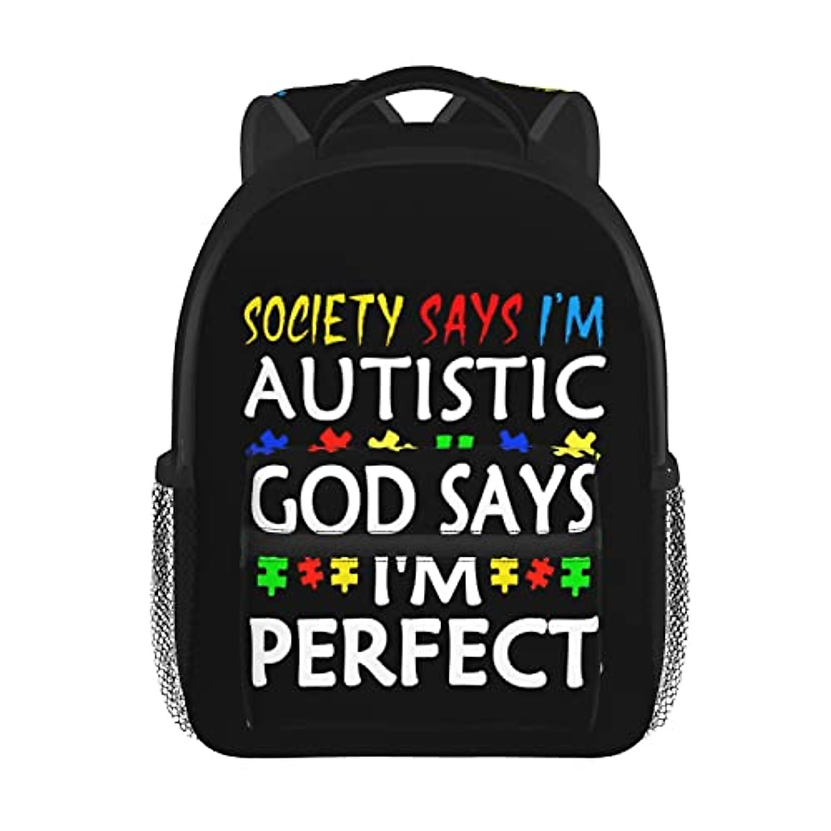 Society Say I'M Autistic God Says I'M Perfect Kids Backpack For Boys Girls Elementary Kindergarten Preschool School Bag Multifunctional Cute Large Capacity Backpack