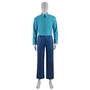 Cobra Commander Costume Adult Blue Uniform Jacket Pants Cloak with Belt for Halloween Cosplay (Large, Full Set)