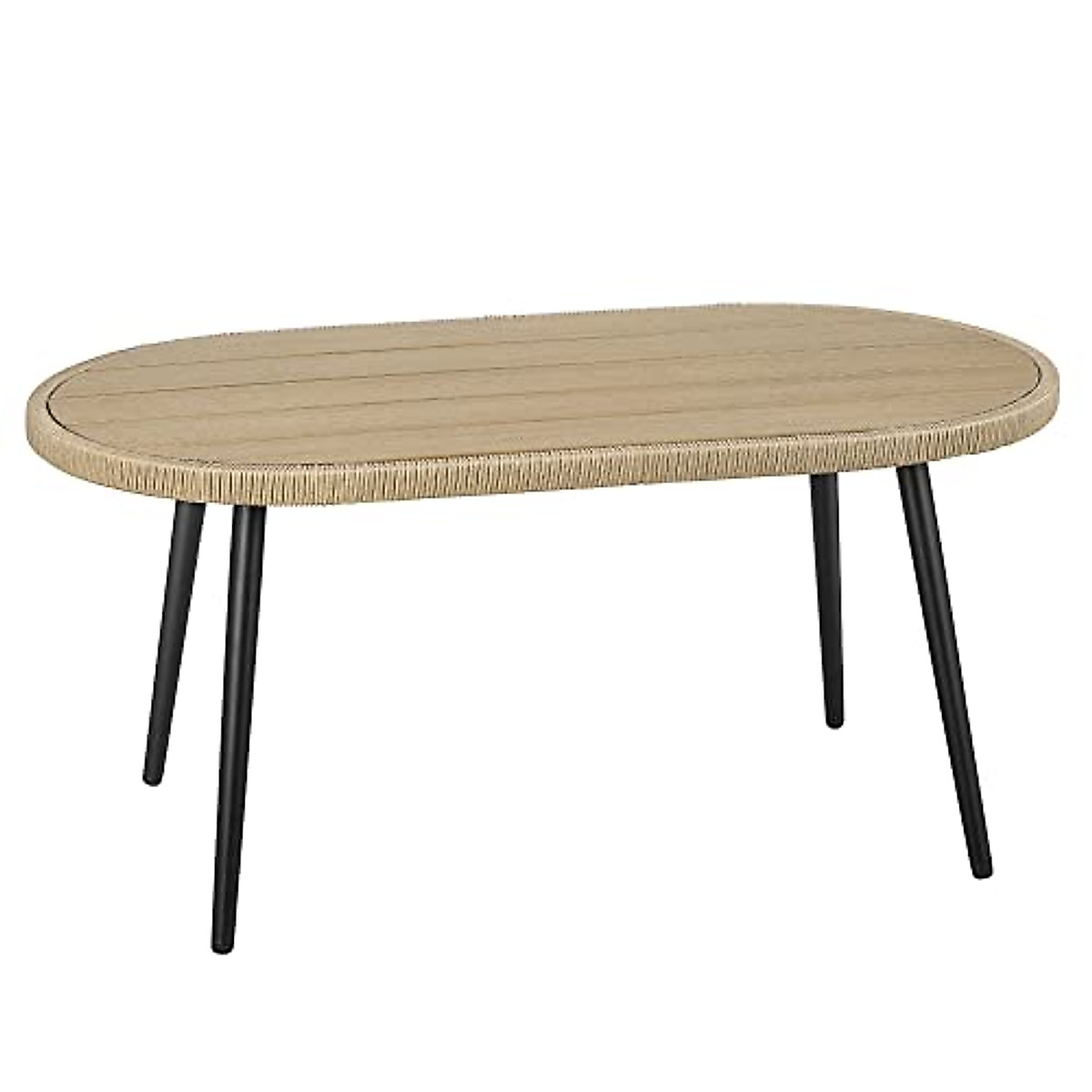 Quality Outdoor Living 29-YZ04HM Hermosa 4PC Conversation Set, Tan Wicker w/Black Aluminum and Off-White Cushions