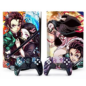 Protective & Decorative Cover Sticker for PS5, Anime Decal Skin for PS5 Console and Controllers Sticker, Durable, Scratch Resistant, Bubble-Free, Compatible with Playstation 5(Style A-Disk Edition)