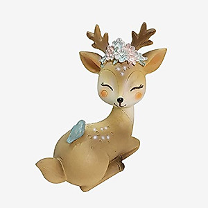 4.3 Inch Woodland Animal Deer Cake Topper Cute Baby Shower Party Decoration Deer Figurines Toy Christmas Miniature Doe Fawn Resin Ornament for Birthday Wedding Anniversary