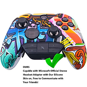 9CDeer 1 x Protective Customize Transfer Print Silicone Cover Skin Cartoon Paints + 6 Thumb Grips Analog Caps for Xbox Elite Series 2 Controller
