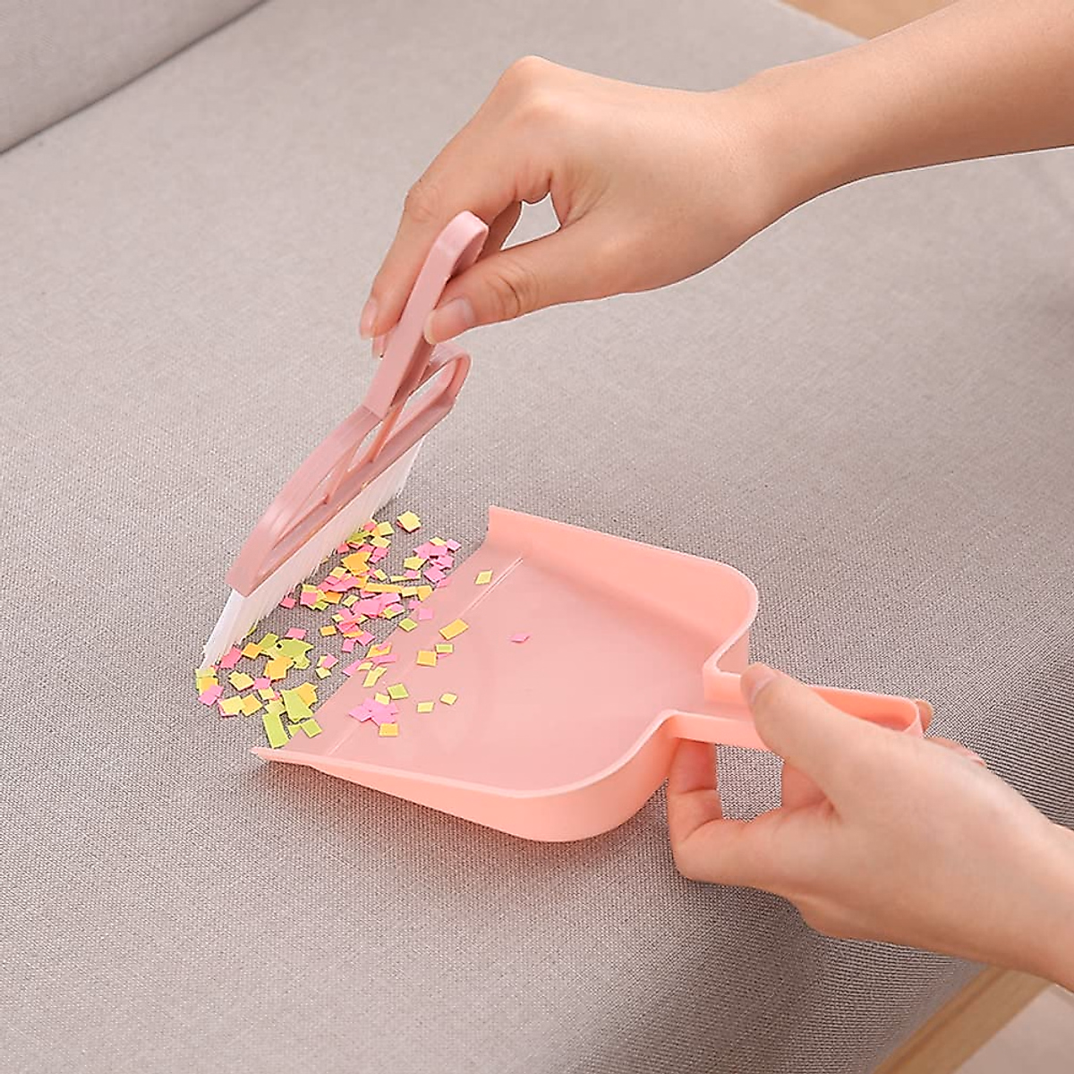 1 Set Mini Broom and Dustpan Set Small Dustpan and Brush Set Mini Hand Held Broom and Dustpan Set Dust Pan and Brush Set Small Dust Pans with Brush Set, Pink