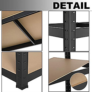 Autofather Garage Storage Shelves 5-Tire Heavy Duty Shelving Units for Workshop/Home Metal Utility Rack, 160kg Per Shelf, 39" W x 20" D x 77" H