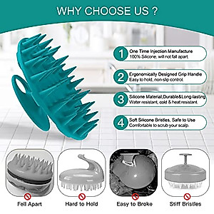 BEAUTAIL Hair Scalp Massager Shampoo Brush, Soft Silicone Head Care Scrubber and Exfoliator for Dandruff Removal and Hair Growth, Shower Washing Hair Scrub Brush Tool for Women Men Pet, 1 Pack, Blue