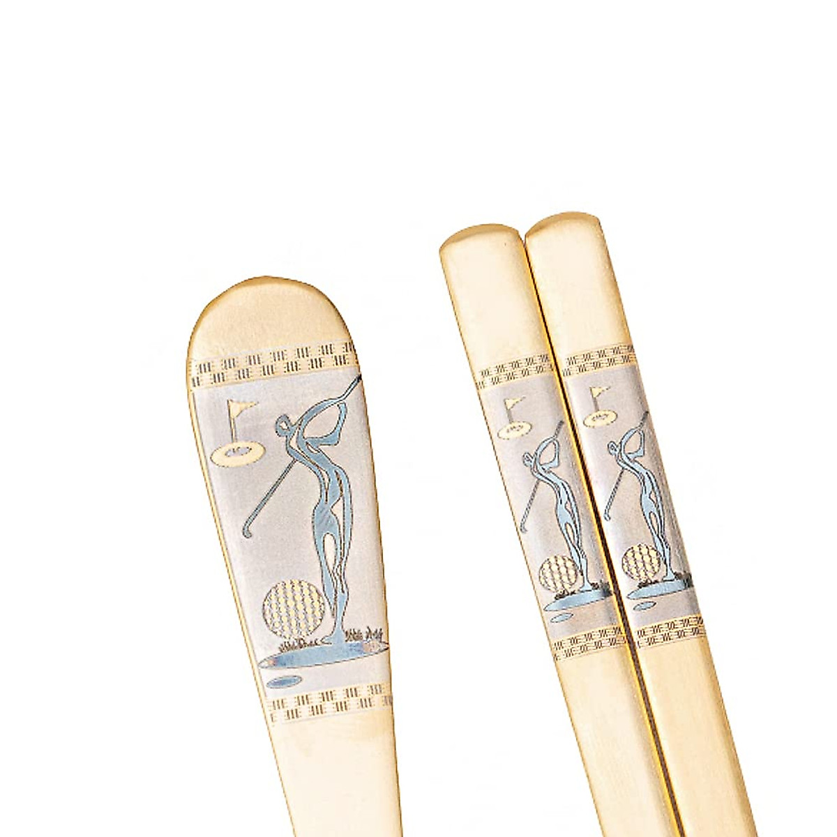 ROAEXPO Oseobang Class 4Kinds 1Person Stainless 24k Gold plating Steel Flatware Set Home Kitchen Utensils Set Dishwasher Safe Made in Korea Cutlery (8.Golf)