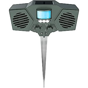 Hoont Solar Powered Motion Activated Ultrasonic with Flashing Strobe Outdoor Animal and Pest Repeller for Birds