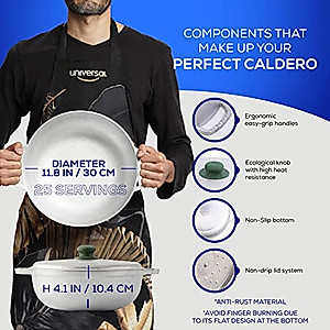 Universal Cast Aluminum Caldero Rice Cooker 25 Cups - 6.3 QT /6 L Even Heat Distribution Deep Fryer for Fast Cooking and Easy Cleaning, Ergonomic Handles Large Soup Pot, for French Fries, Stews