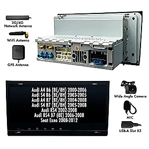 AUXOAUDIOTEK Android 12 Car Stereo CarPlay GPS for Audi A4 S4 Audi B6B7 RS4 B7 Seat Exeo,Android Auto Navigation Car Radio 8.8" IPS Touch Screen,Octa Core 4G+128G,DSP/BT/WiFi/Fastboot/SWC/MAP