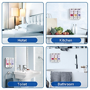 Shower Soap Dispenser Wall Mounted No Drill Shampoo Dispenser for Shower Wall Shampoo and Conditioner Dispenser Bathroom Hotel 3 * 300ml White with Labels