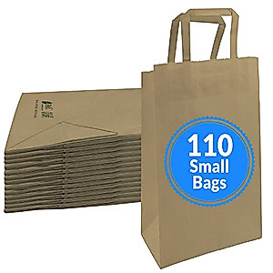 Reli. 110 Pack | 5.25"x3.25"x8" | Small Kraft Gift Bags w/Handles | Kraft Paper Gift Bags/Shopping Bags | Brown Paper Bags for Gifts, Retail, Merchandise, Party Favors