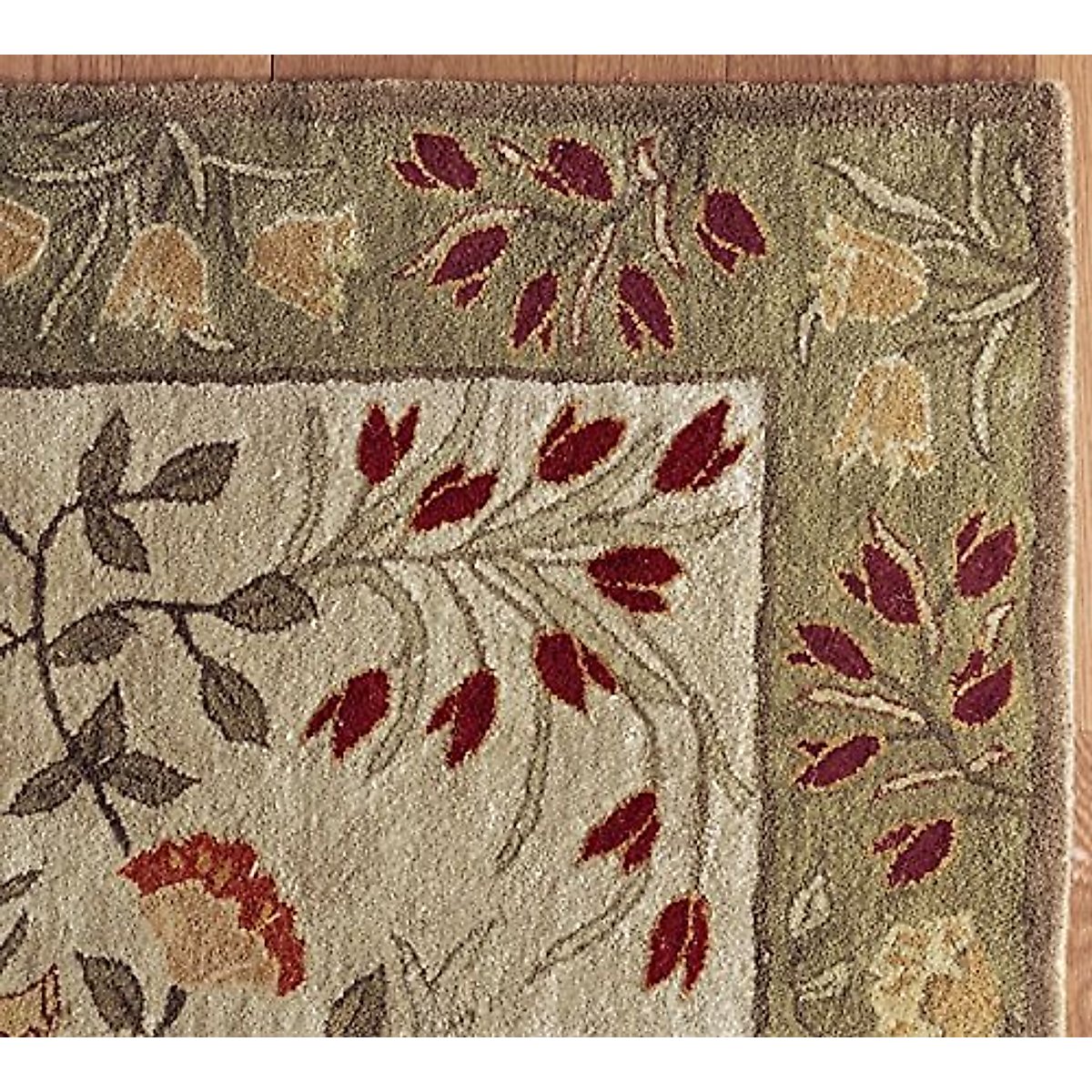 Restoration and Renovation Handmade Floral Adeline Beige/Blue Tulips Traditional Crafted Wool Area Rug for Living Room Bedroom and Kitchen (10X8 FT, Multi)