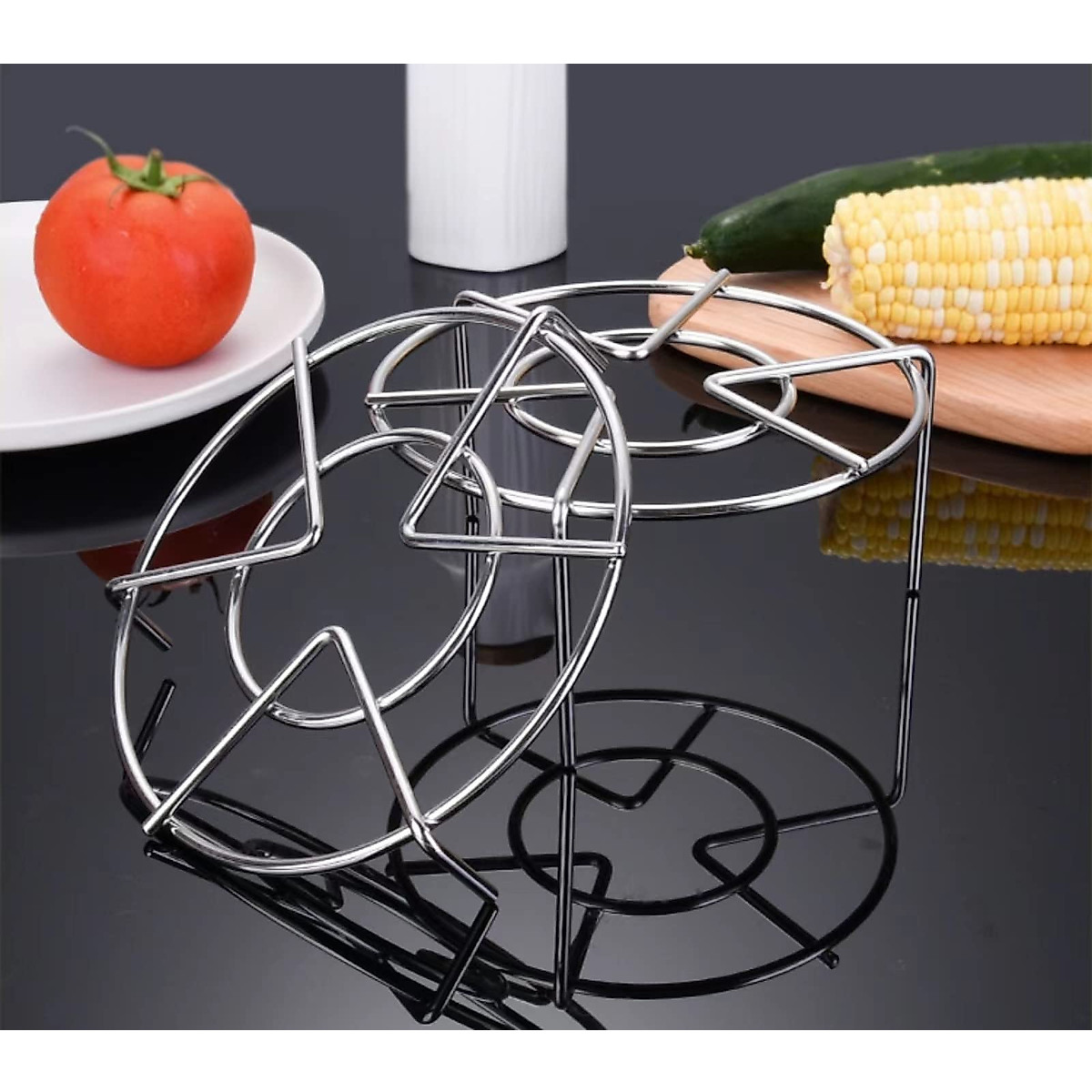 304 Stainless Steel Thickened Wire Rack Steaming Rack Multifunctional Tripod Rice Cooker Steaming Rack Metal Steamer Basket Steamer Insert for Pot (16cm diameter X 5cm height)