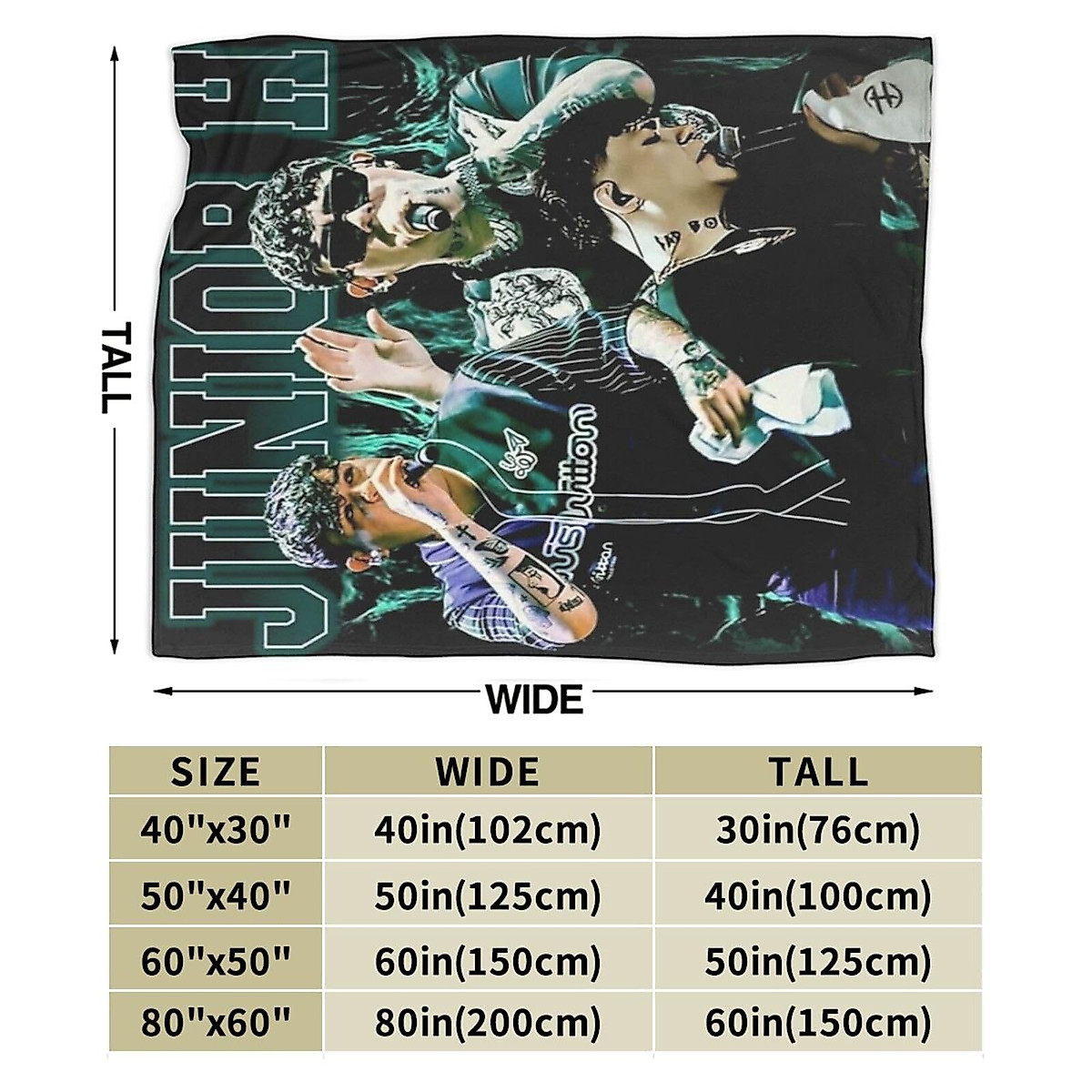 DUMIERTKL Junior Singer H Blanket Super Soft Flannel Fleece Throw Blanket Warm and Cozy for Couch, Sofa and Bed 50"x40"