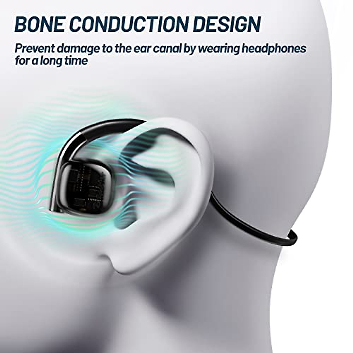 Bone Conduction Headphones, Open Ear Sports Headphones Wireless with Mic, Bluetooth 5.3, IPX6 Waterproof, Hi-Fi Sound Quality Bass Dynamic Unit, Only 23g, Perfect for Workout, Running, Cycling, Hiking