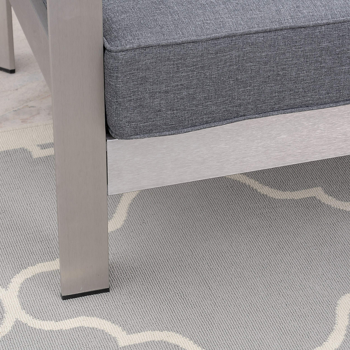 Christopher Knight Home 306462 Booth Outdoor Aluminum Club Chairs, Silver (Set of 2), Sliver/Gray