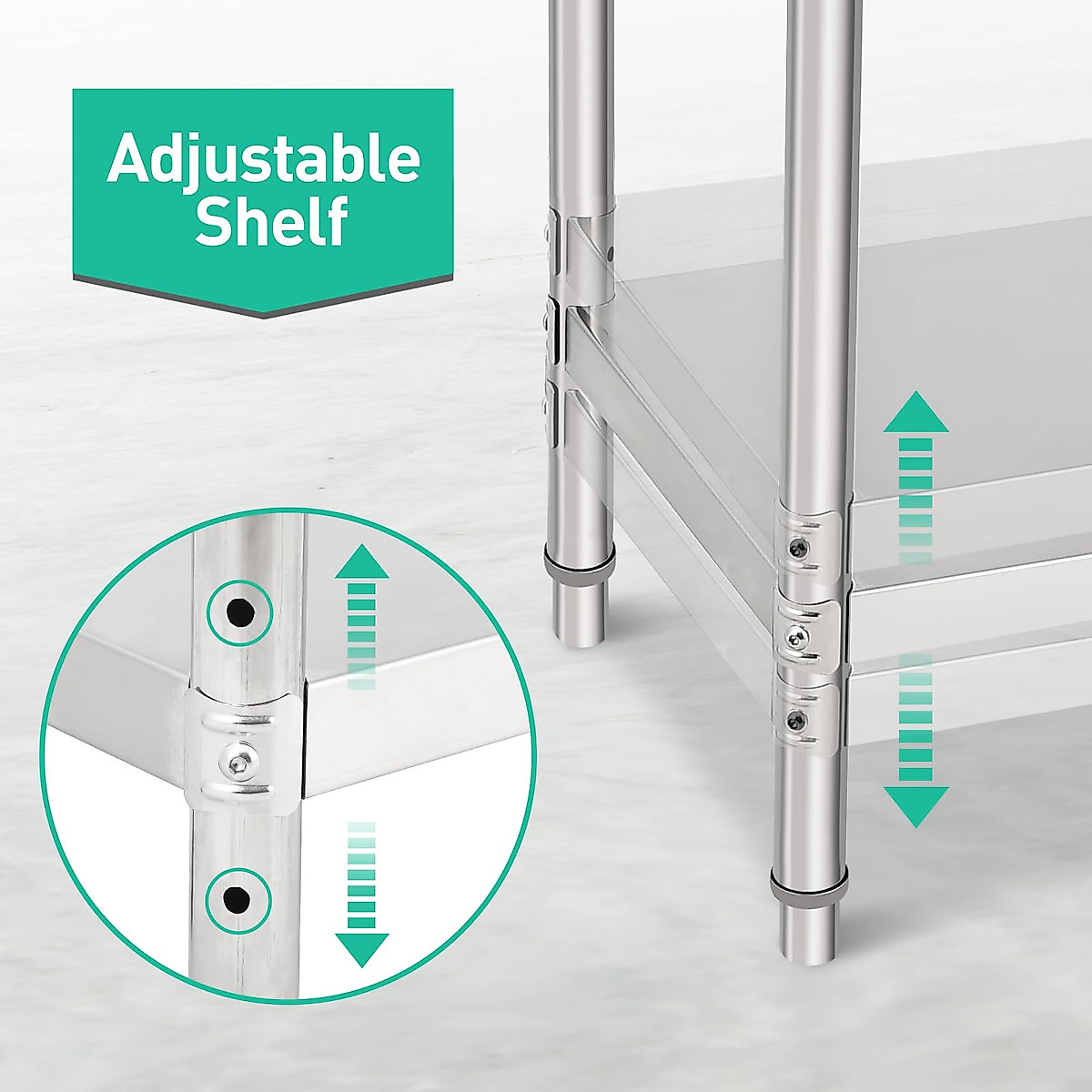 Stainless Steel Table for Prep & Work 48 x 30 x 35 Inch, Heavy Duty Metal Table Cart Worktable with Undershelf, Commercial Workstation for Restaurant, Home and Hotel, Silver