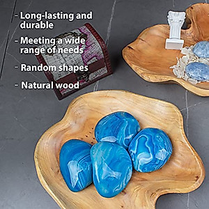 BTEOBFY Natural Wood Fruit Bowl 11-13 inch, Unique Handmade Wood Serving Platter, Wood Fruit Snack Dish for Sandwich Bread Serving, Appetizer Display, Vintage Ring Dish, Hand Carved Artworks