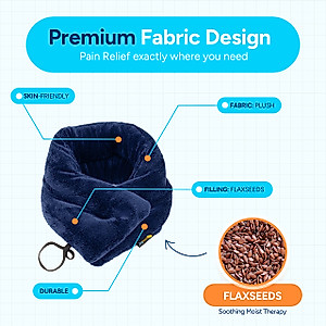 SunnyBay Microwave Heating Pad, Microwavable Heated Neck and Shoulder Wrap, Multipurpose Moist Hot/Cool 2.5lb Bean Bag Pack with Plush Cover and Elastic Fastener, FSA HSA Eligible, 26x5 Inches, Blue