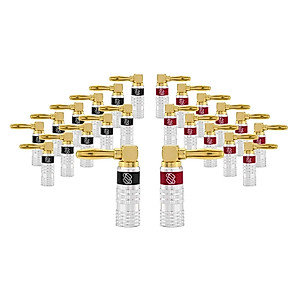 Sewell Silverback Right Angle Banana Plugs, 12 Pairs Quick Connect Gold Plated Speaker Plugs 90 Degree