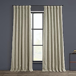 HPD Half Price Drapes Faux Linen Room Darkening Curtains - 108 Inches Long Luxury Linen Curtains for Bedroom & Living Room (1 Panel), 50W X 108L, Oatmeal