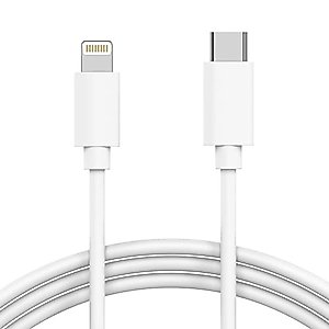 TALK WORKS USB C to Lightning Cable iPhone Charger 3ft Short Heavy Duty Cord - Fast Charging Power Delivery PD MFI Certified for Apple iPhone 13, 12, 11, XR, XS, X, 8, 7, 6, 5, SE, iPad - White