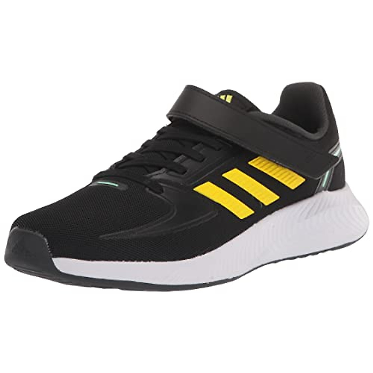 adidas Runfalcon 2.0 Unisex-Child Running Shoe, Black/Beam Yellow/Beam Green (Cross Strap), 2 US Little Kid