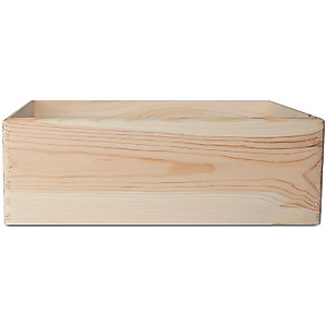 Creative Deco XL Wooden Crate Nesting Crate Handles | 15.74x11.81x5.1in | Large Display Storage Box Multi-Craft Caddy Nesting Crate | Natural Wood Rustic | Plain Unpainted Beige | Country Decor