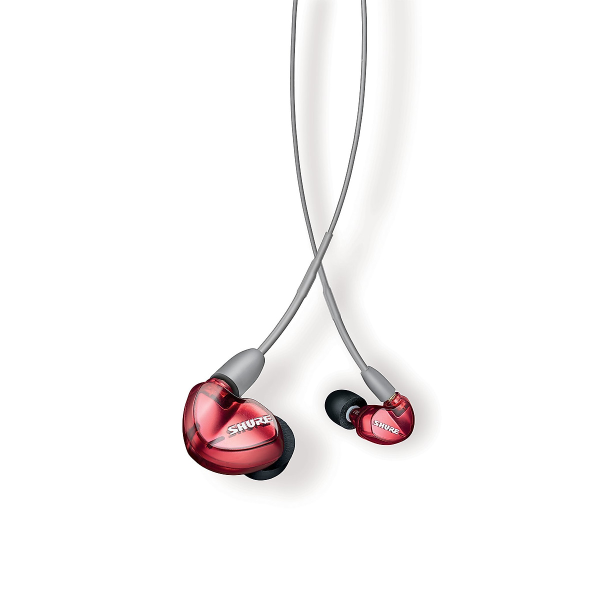 Shure SE535LTD In Ear Wireless Headphones, Red Detachable & Shure Universal Communication Cable For Detachable Se Sound Isolating Earphones, Black