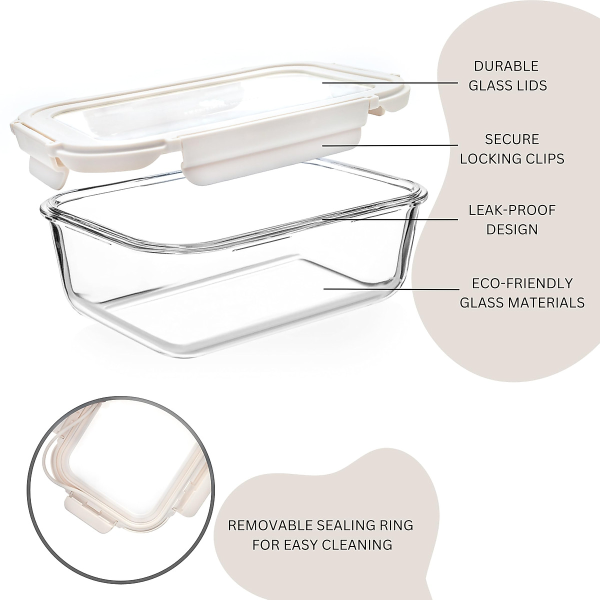 Practical Human 8-Piece Glass Meal Prep Set: Airtight Snap-Lock Lids for Easy Storage—Microwave, Oven, Freezer & Dishwasher Safe!