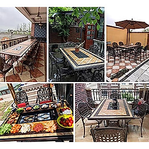 Wood Fire Pits Outdoor Outdoor Garden Barbecue Table - Wood Burning Fire Pit, Backyard Patio Table and Chair Set, Heavy-Duty BBQ Cooking Table, with 6 Chairs