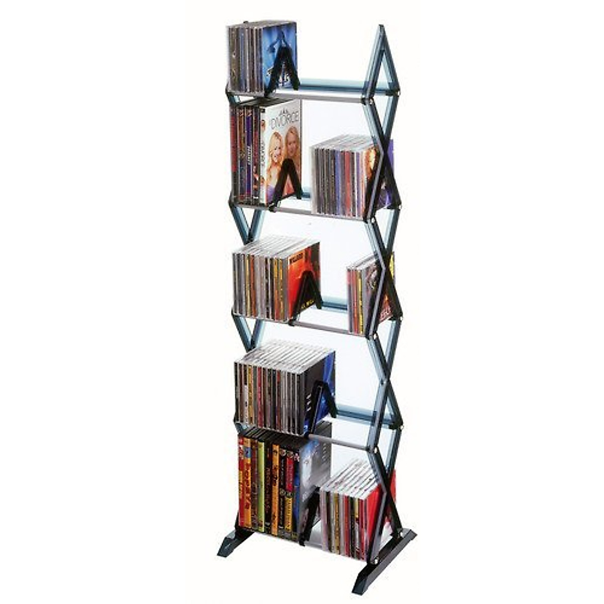 Atlantic Mitsu 5-Tier Portable Media Storage Rack – Protects & Organizes Prized Music, Movie & Video Games Collections, PN 64835195 in Smoke