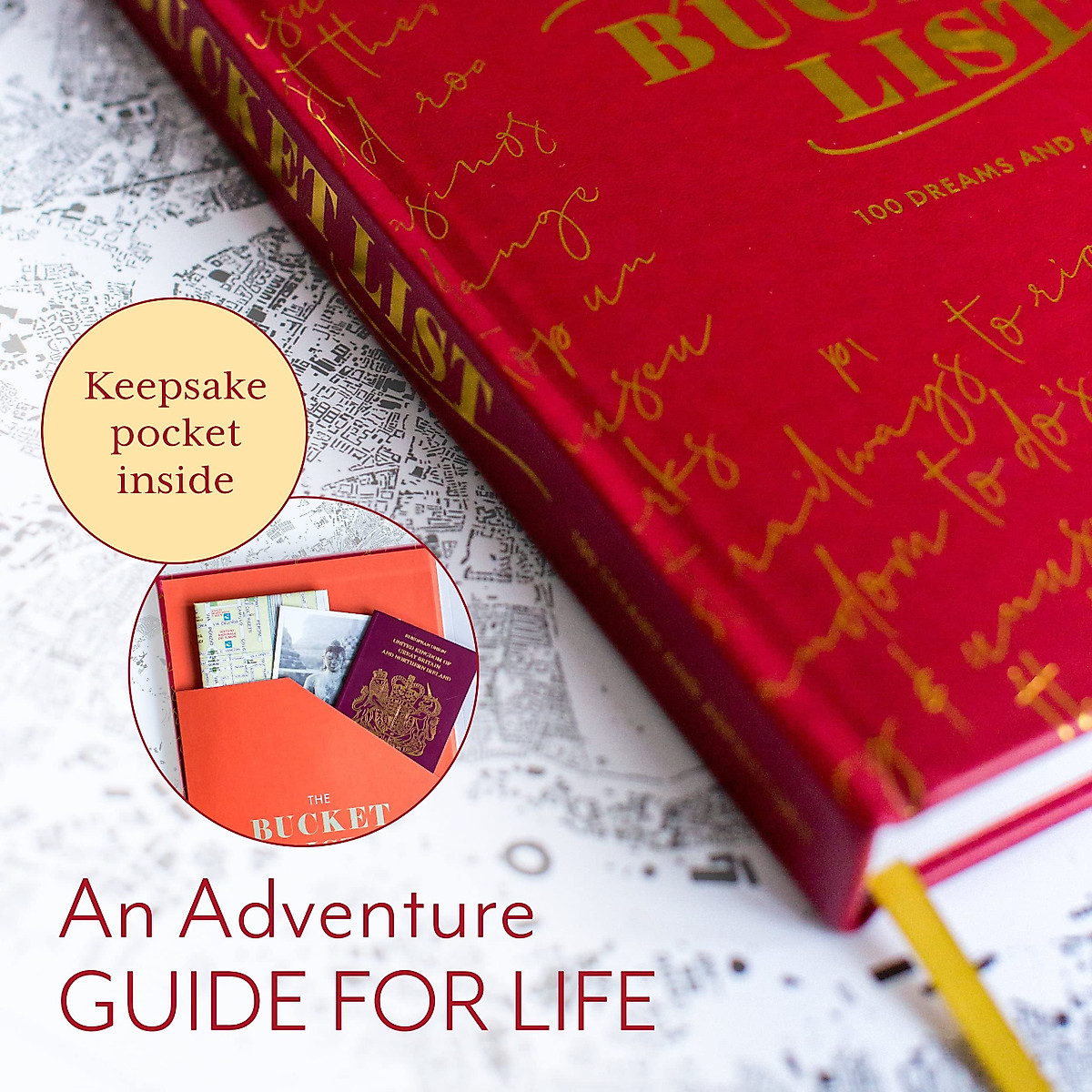 Paperoo The Amazing Bucket List Book & Unique Travel Guide - Undated Travel Journal with 2000+ Destination Ideas - Grey Fabric