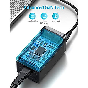 USB C Charger, GaN 65W 4-Port Desktop USB Charging Station with 2 USB-C Ports +2 USB-A Ports PD Fast Charger for MacBook Pro Air, Dell XPS 13, iPad Pro, iPhone 14 13 12 Pro Max, Galaxy and More(Black)