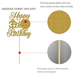 Gold 36 Photo Birthday Cake Topper, Glitter Women Men Happy 36th Birthday Decoration With Photo Frame, Party Photo Props