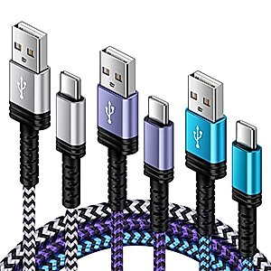USB-A to USB C Charger Braided Cord 3Pack 3/6/10FT Long USB A to Type C Charger Cable Fast Charging for Samsung Galaxy S23 Ultra,S23+,S22 Ultra,S21 FE,A54,A04S,A14 5G,S20 S10 S9 Plus,A13,Pixel 7 6 Pro