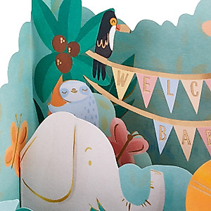 Hallmark Paper Wonder Pop Up Baby Shower Card for New Parents (Jungle Animals) Welcome New Baby, Congratulations