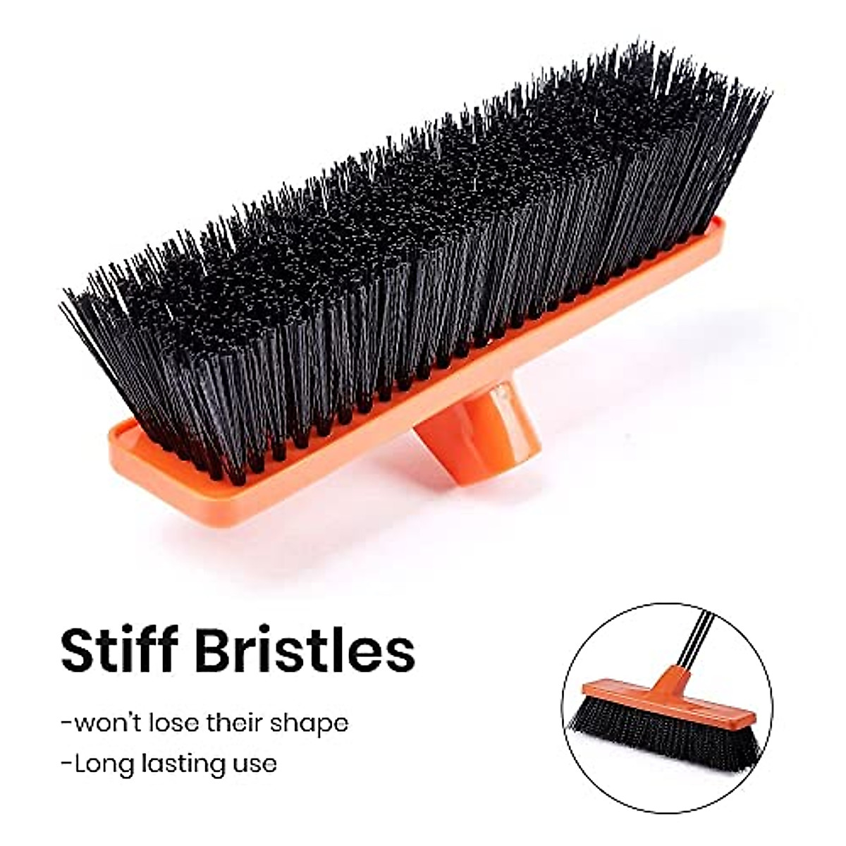 Small Multi-Surface Push Broom for Outdoor,Indoor Sweeping - 50"-59" Telescopic Handle - 12" Wide Bristles
