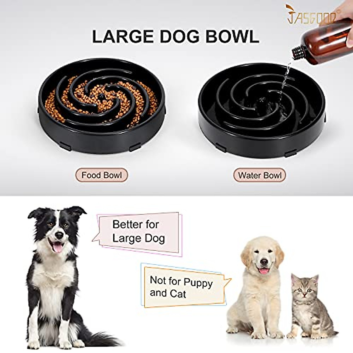 JASGOOD Slow Feeder Dogs Bowl for Large Dogs,Anti-Gulping Pet Slower Food Feeding Bowls Stop Bloat,Preventing Choking Healthy Design Dogs Bowl