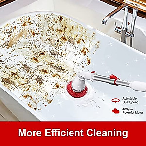 iMMDOKIN Electric Spin Scrubber, Cordless Shower Scrubber with 6 Replaceable Brush Heads and Adjustable Extension Handle,Household Electric Power Cleaning Brush for Bathroom Grout Tub Tile Floor Wall