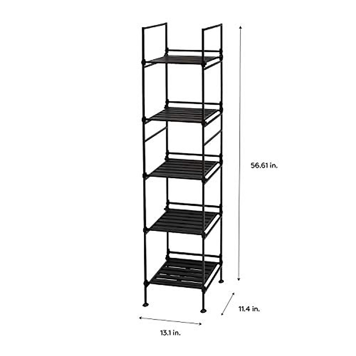 Organize It All 5 Tier Square Freestanding Shelf Unit for Bedroom, Bathroom, or Home Storage and Organization, in Espresso