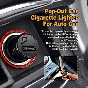 Car Lighter Cigarette, 12V Metal Plastic Construction Cigarette Lighter, 20mm Car Plug Cigarette Lighter, Car Power Plug Socket Output Automatic Cigarette Ignition Lighter Push Button Replacement