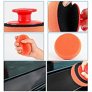 Car Wax Polish Sponge with Handle, Applicator Pad for Car Interior Care/Waxing/Polishing/Paint Cleaning - 12 Pcs