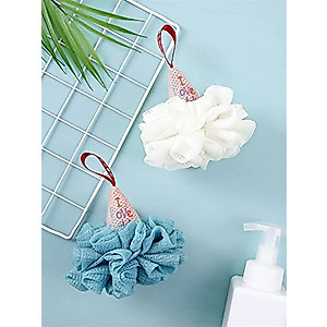 INGVY Dry Brushing Body Brush Soft Shower Mesh Foaming Sponge Body Scrub Exfoliating Back Brush Skin Cleaner Bath Bubble Ball Skin Care Bathing Accessories (Color : White)