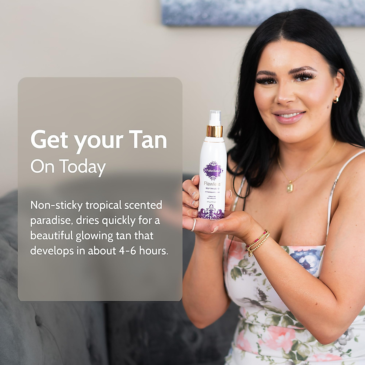 Fake Bake Flawless Self-Tanning Liquid Streak-Free, Long-Lasting Natural Glow For All Skin Tones - Sunless Tanner Includes Professional Mitt For Easy Application, Black Coconut Scent - 6 oz