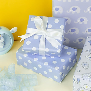 MAYPLUSS Wrapping Paper Roll - Mini Roll - 17" X 120" Per roll - Baby Boy Design (42.3 sq.ft.ttl)