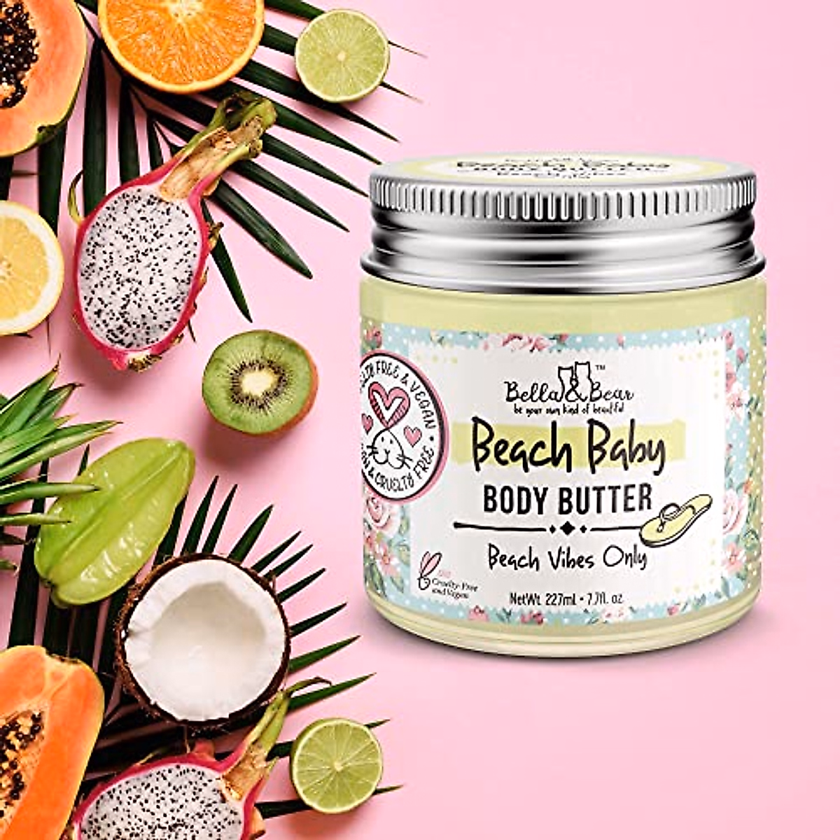 Bella and Bear Beach Baby Body Butter - Moisturizing Shea Cream for Women - Vegan, Cruelty-Free, Oil-Free - Helps Prevents Pregnancy Stretch Marks 6.76-oz