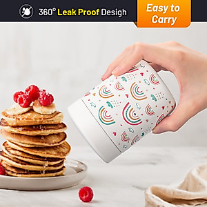 Charcy 9oz Stainless Steel Vacuum Insulated Kids Food Jar - Soup Thermo for Hot & Cold Food - White Rainbow